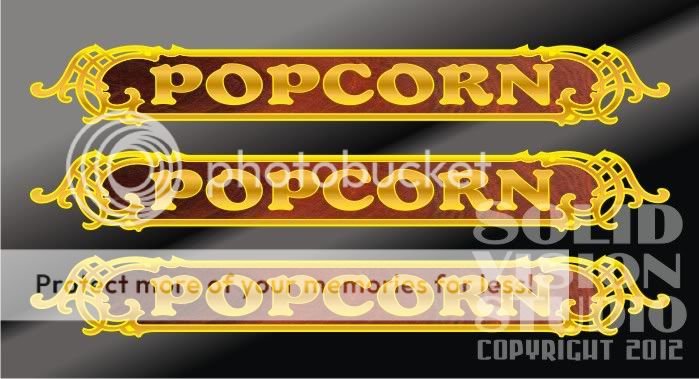 2.5" x 19" Three Pc Popcorn Machine Lettering Concession Trailer Vinyl ...
